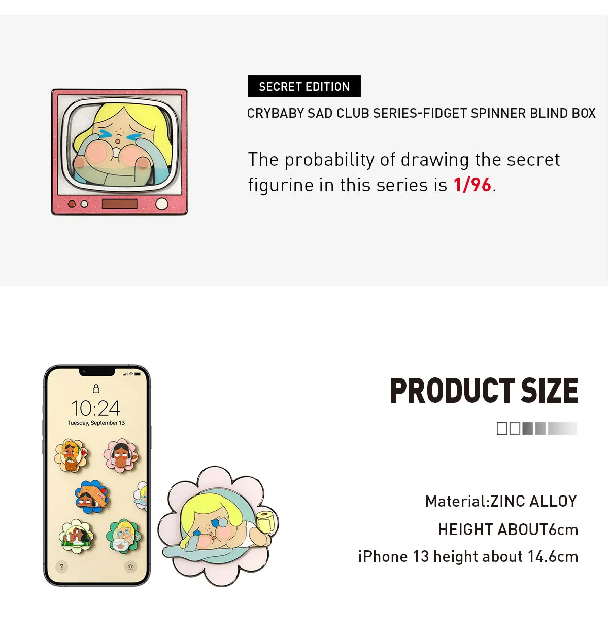 CRYBABY Sad Club Series-Fidget Spinner Blind Box - POP MART (Australia)