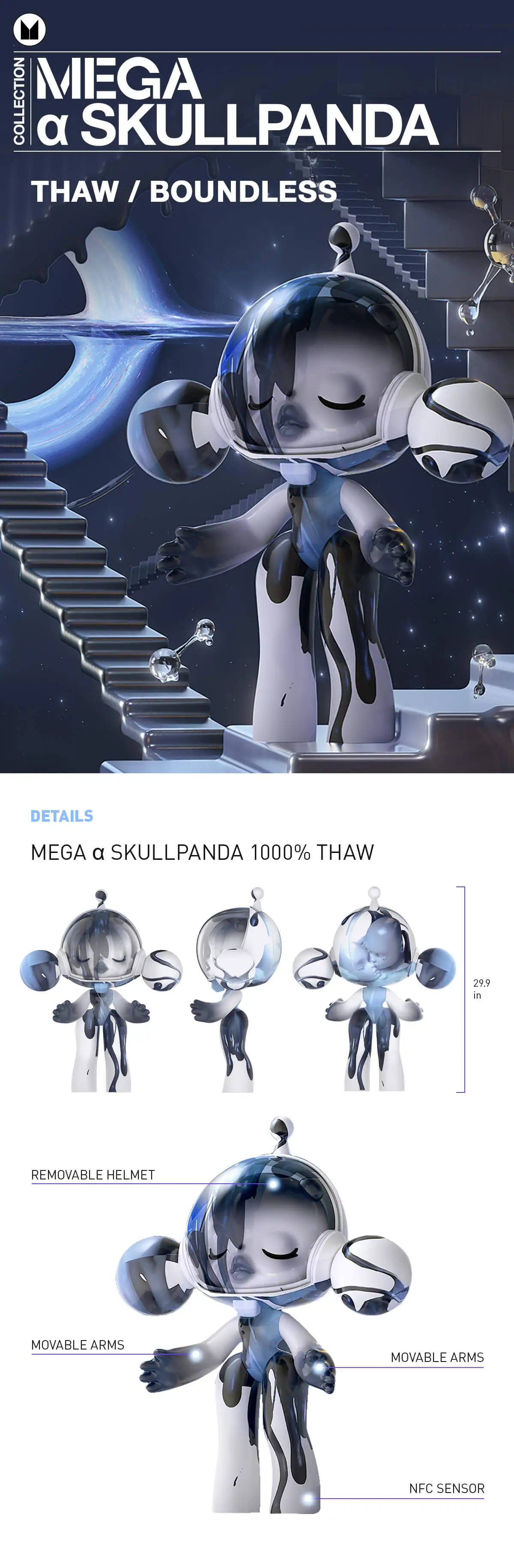 MEGA COLLECTION 1000% α SKULLPANDA Thaw - POP MART (South Korea)