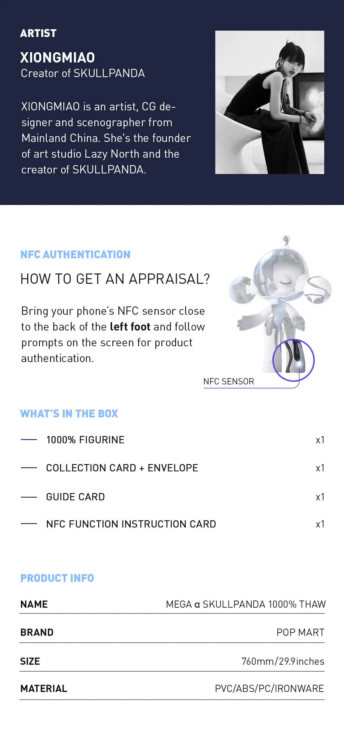 MEGA COLLECTION 1000% α SKULLPANDA Thaw - POP MART (Malaysia)