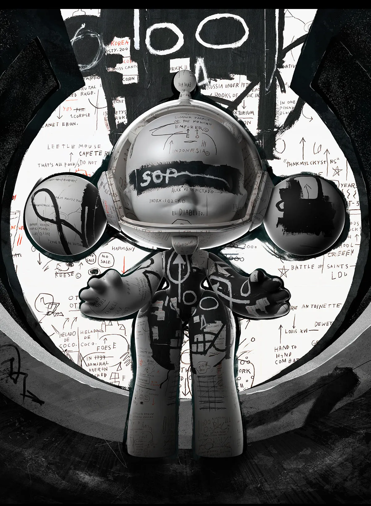 MEGA α SKULLPANDA 400% JEAN-MICHEL BASQUIAT - POP MART (Indonesia)