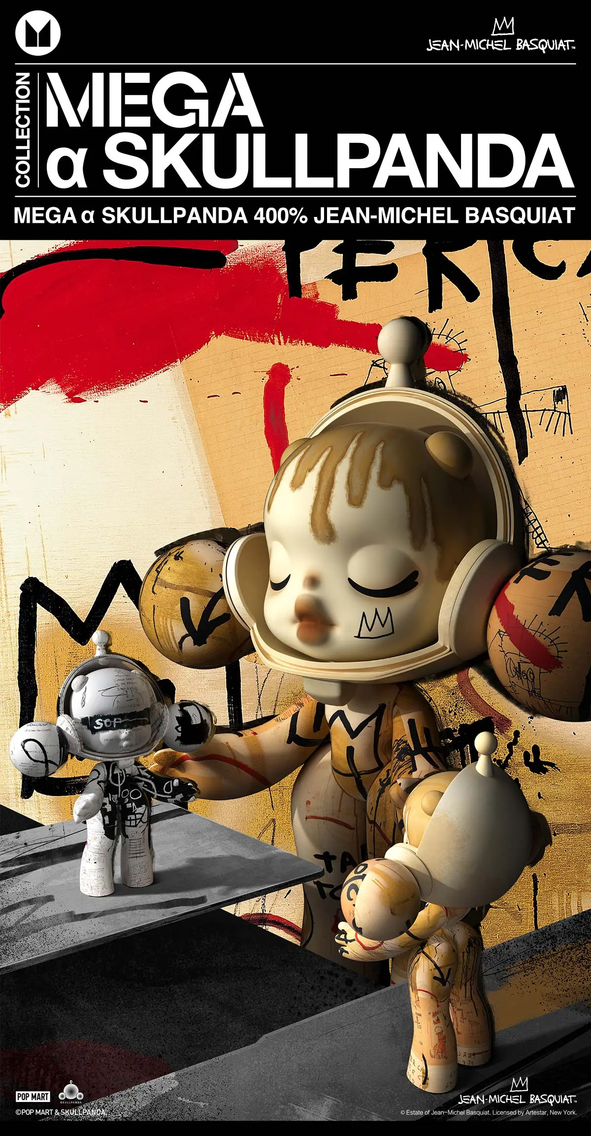 MEGA α SKULLPANDA 400% JEAN-MICHEL BASQUIAT - POP MART (Thailand)