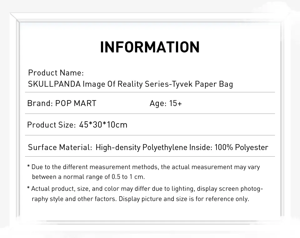 SKULLPANDA Image Of Reality Series-Tyvek Paper Bag - POP MART (Malaysia)