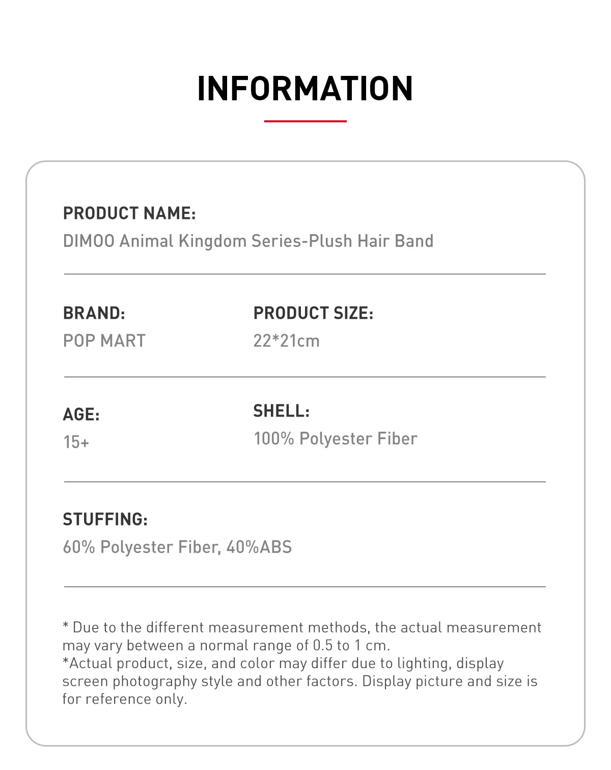 DIMOO Animal Kingdom Series-Plush Hair Band - POP MART (Philippines)