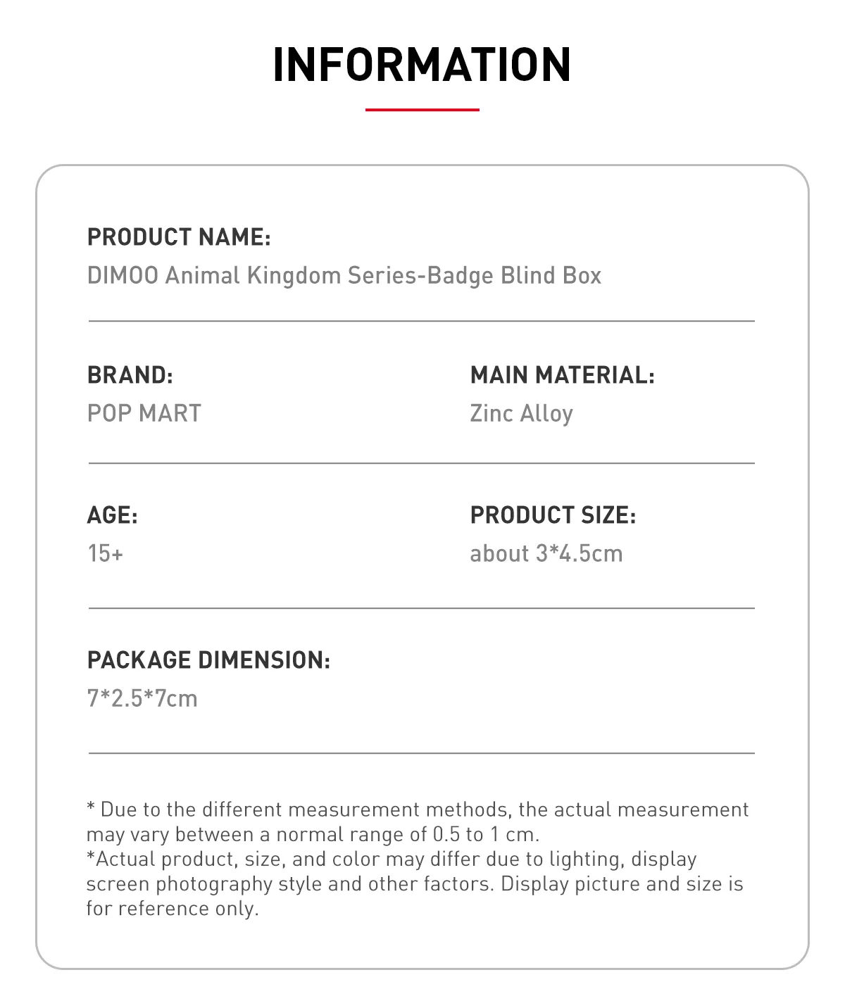 DIMOO Animal Kingdom Series-Badge Blind Box - POP MART (South Korea)