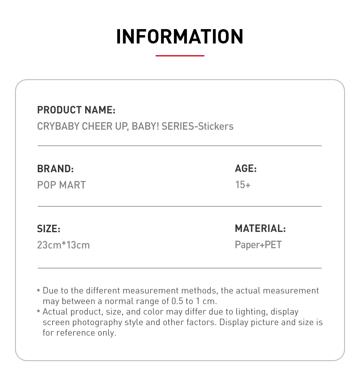 CRYBABY CHEER UP, BABY! SERIES-Stickers - POP MART (Malaysia)