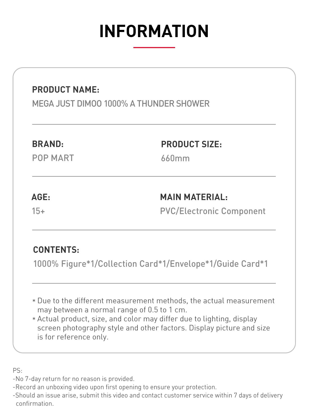 MEGA JUST DIMOO 1000% A Thunder Shower - POP MART (Japan)