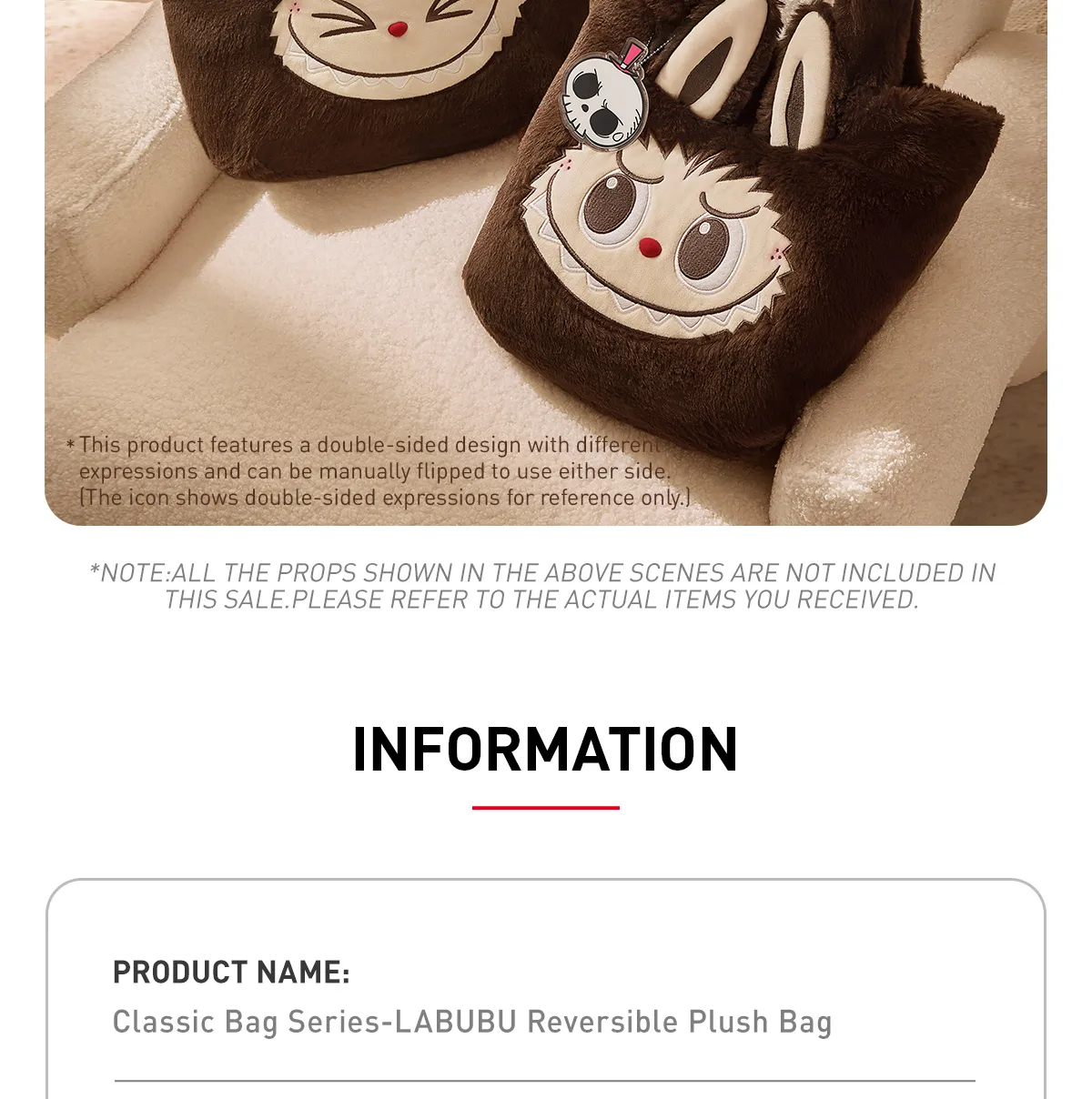 Classic Bag Series- LABUBU Reversible Plush Bag - POP MART (South Korea)