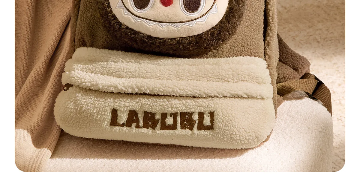 Classic Bag Series-LABUBU Berber Fleece Backpack (Brown) - POP MART (Spain)