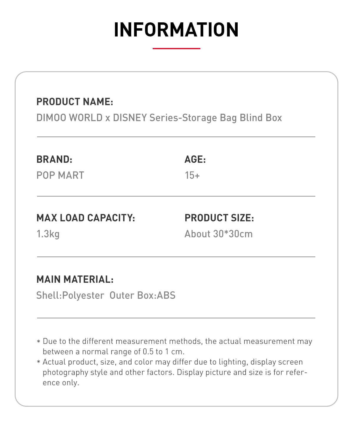 DIMOO WORLD × DISNEY Series-Storage Bag Blind Box - POP MART (Japan)