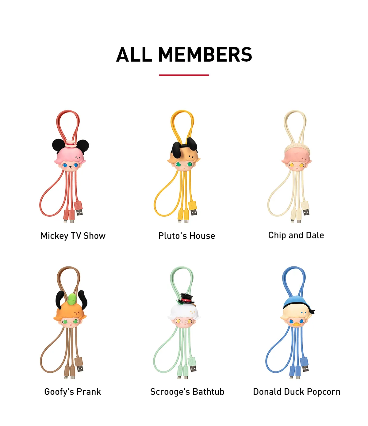 DIMOO WORLD × DISNEY Series-2 in 1 Cable Blind Box - POP MART (Singapore)