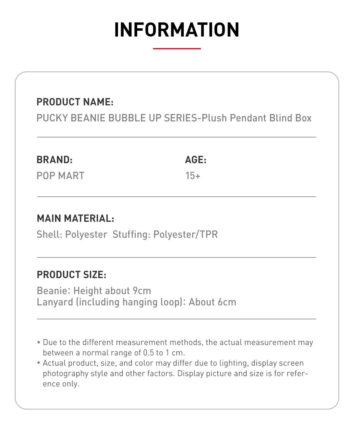 PUCKY BEANIE BUBBLE UP SERIES-Plush Pendant Blind Box - POP MART (France)