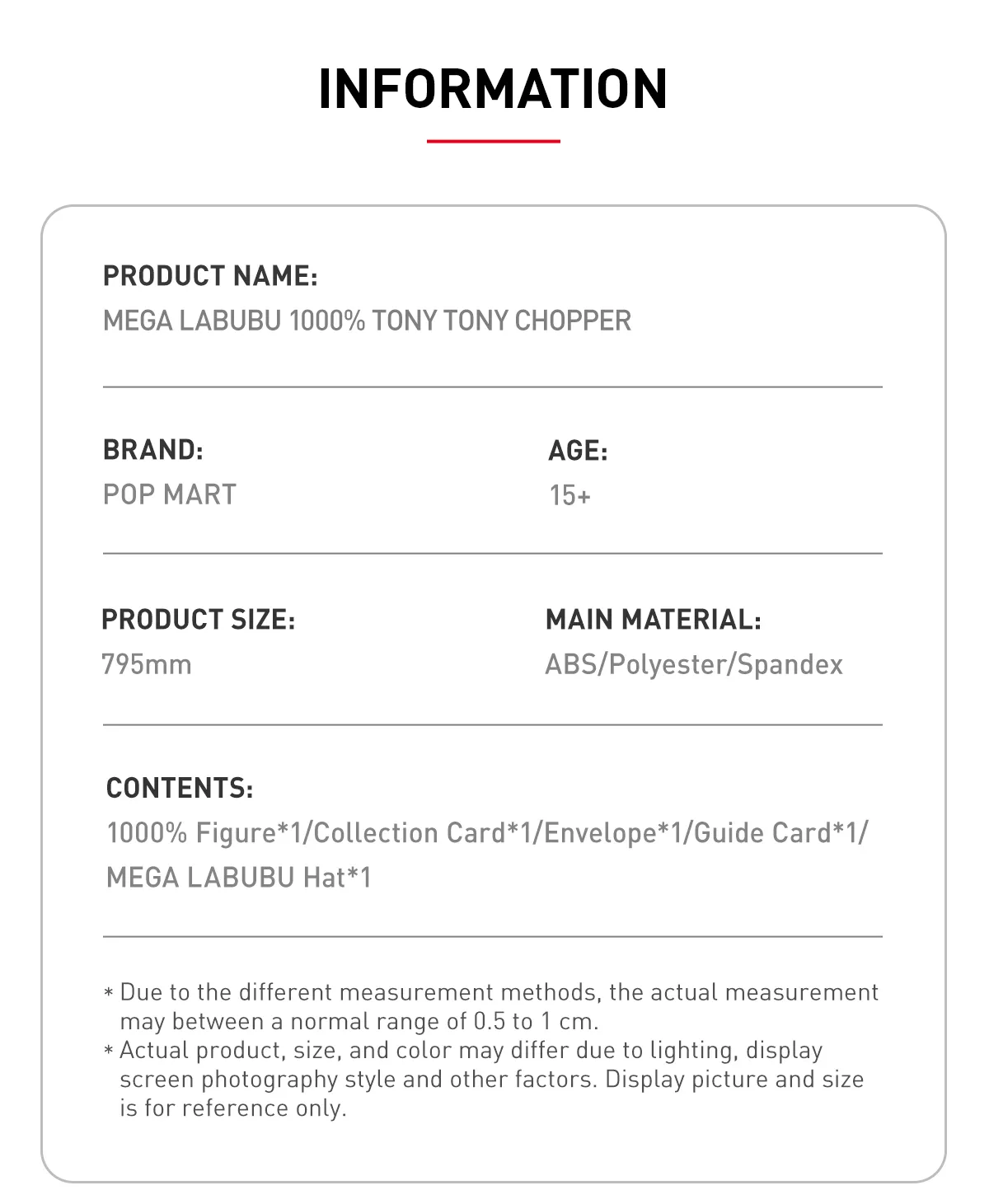 MEGA LABUBU 1000% TONY TONY CHOPPER - POP MART (Australia)