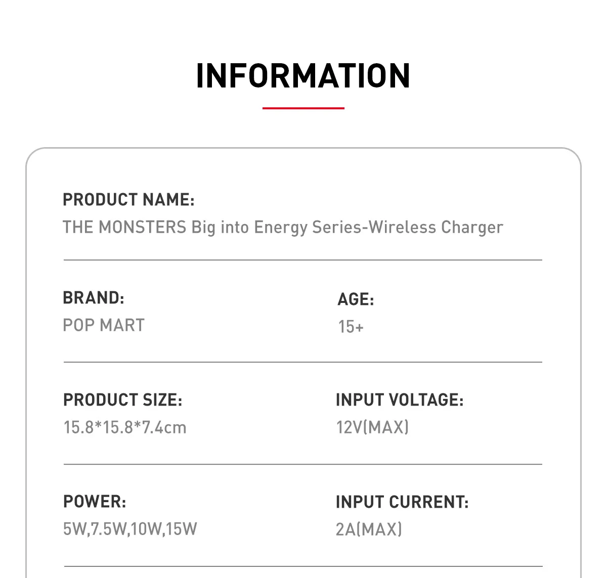 THE MONSTERS Big into Energy Series-Wireless Charger - POP MART (Spain)