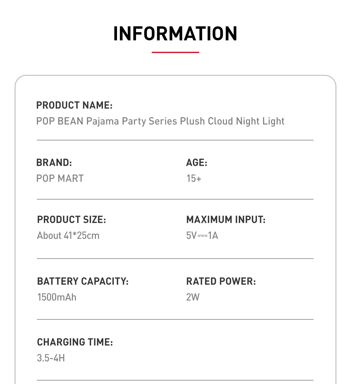 POP BEAN Pajama Party plush cloud night light - POP MART (Japan)