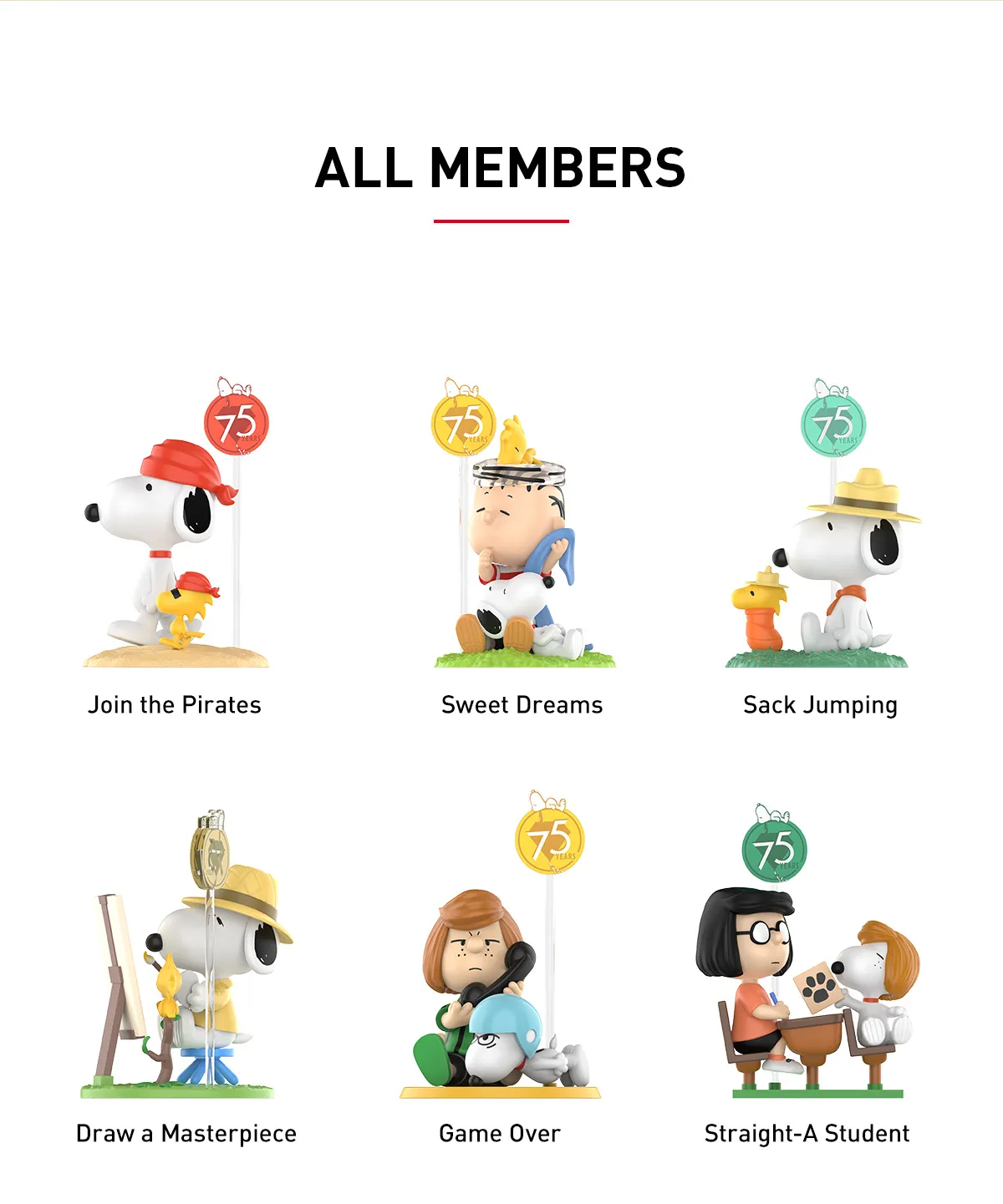 Peanuts 75th Anniversary | Snoopy Comic Life Series Figures - POP MART (Brazil)