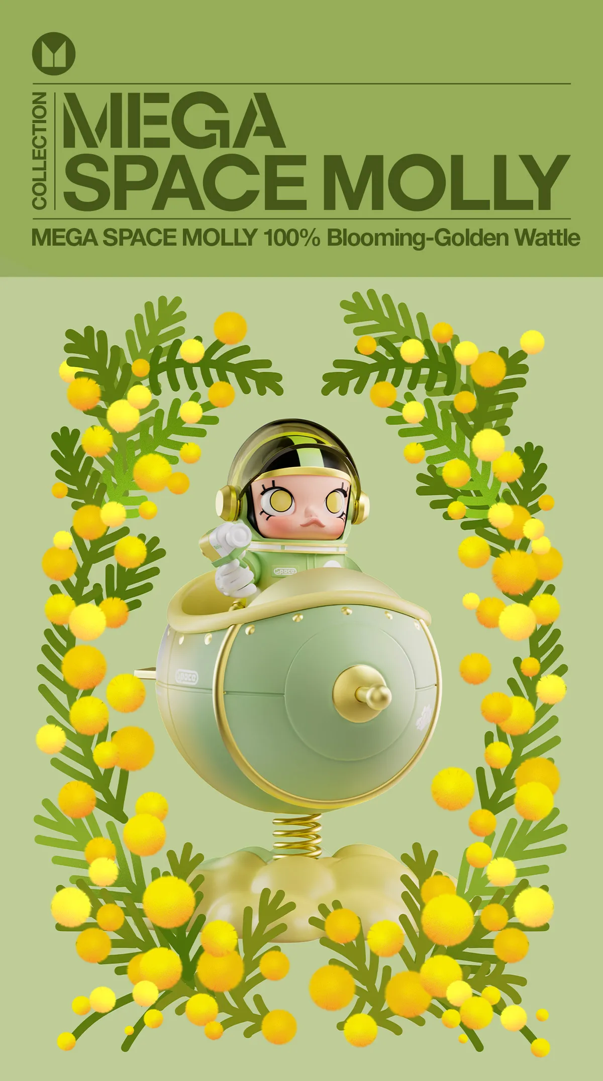 MEGA SPACE MOLLY 100% Blooming-Golden Wattle - POP MART (Japan)