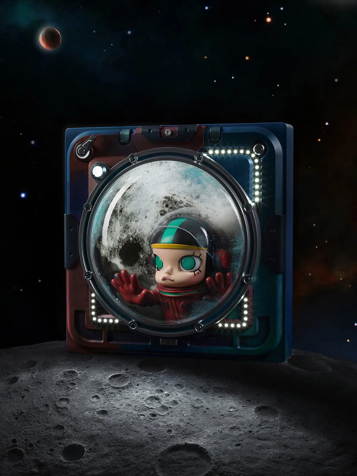 MEGA SPACE MOLLY Hello,Moon《IN SPACE》3D Painting - POP MART (South Korea)