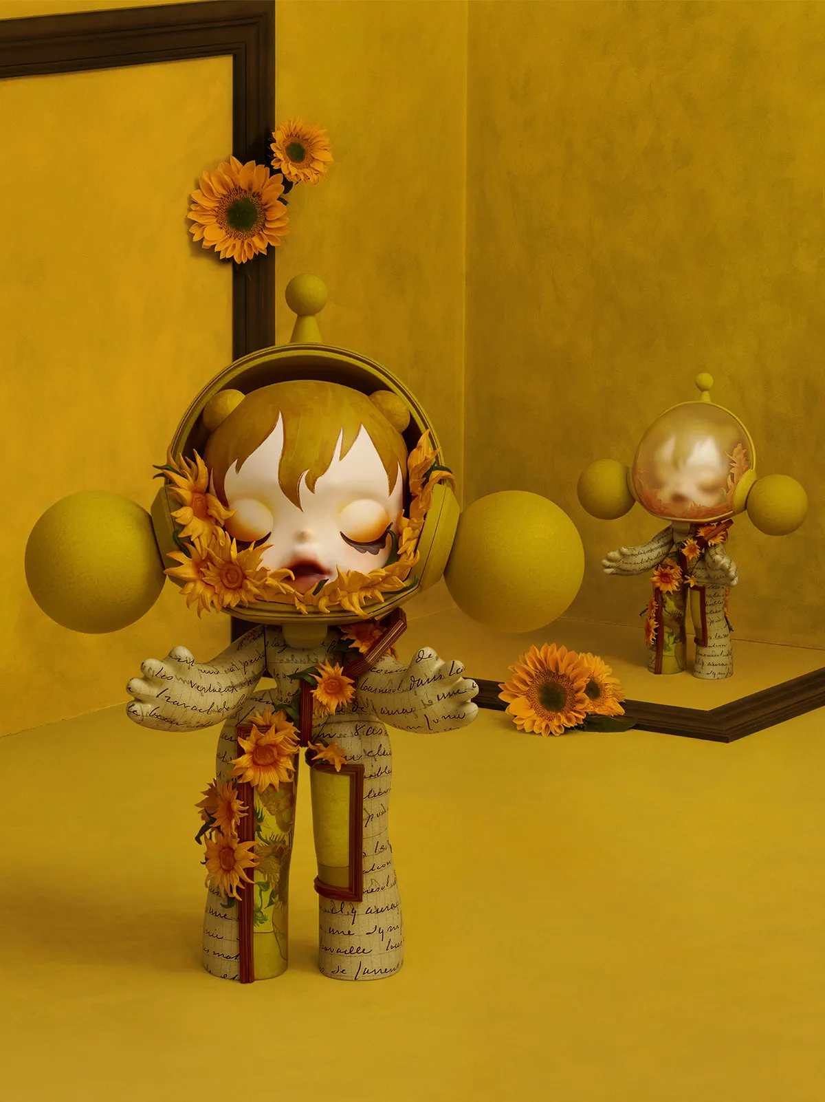 MEGA α SKULLPANDA 1000% Van Gogh Museum Sunflowers - POP MART (Singapore)