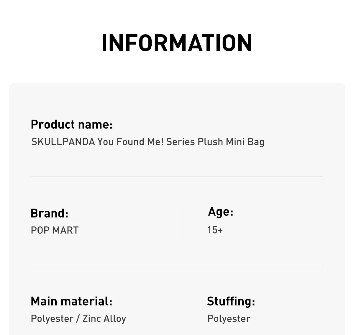 SKULLPANDA You Found Me！Series Plush Mini Bag - POP MART (South Korea)