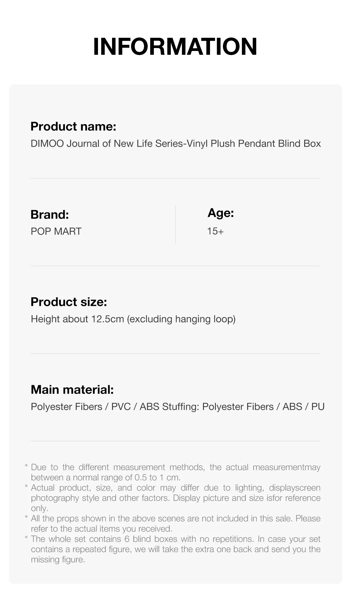 DIMOO Journal of New Life Series-Vinyl Plush Pendant Blind Box - POP ...