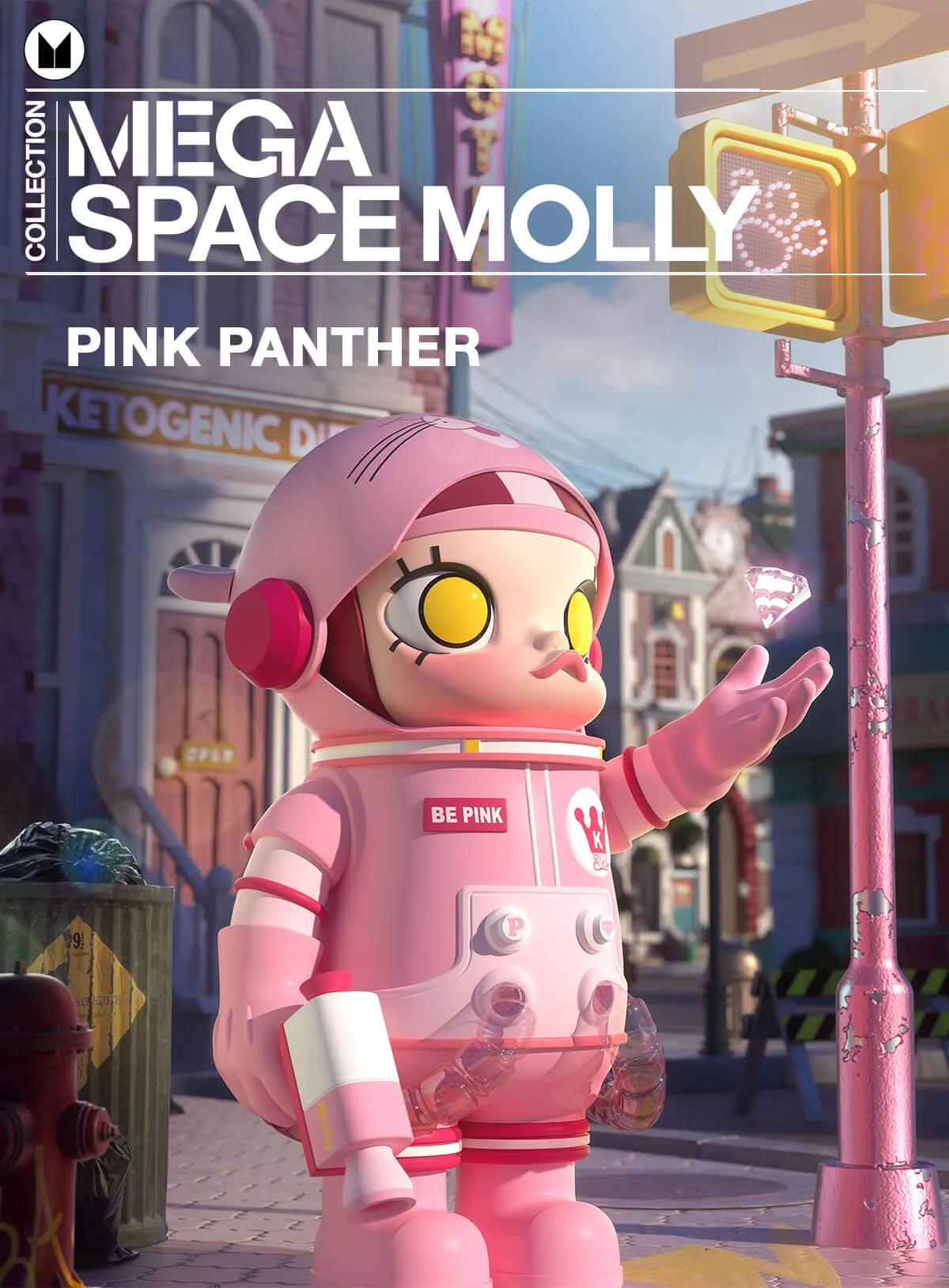 MEGA SPACE MOLLY 400% Pink Panther - POP MART (South Korea)